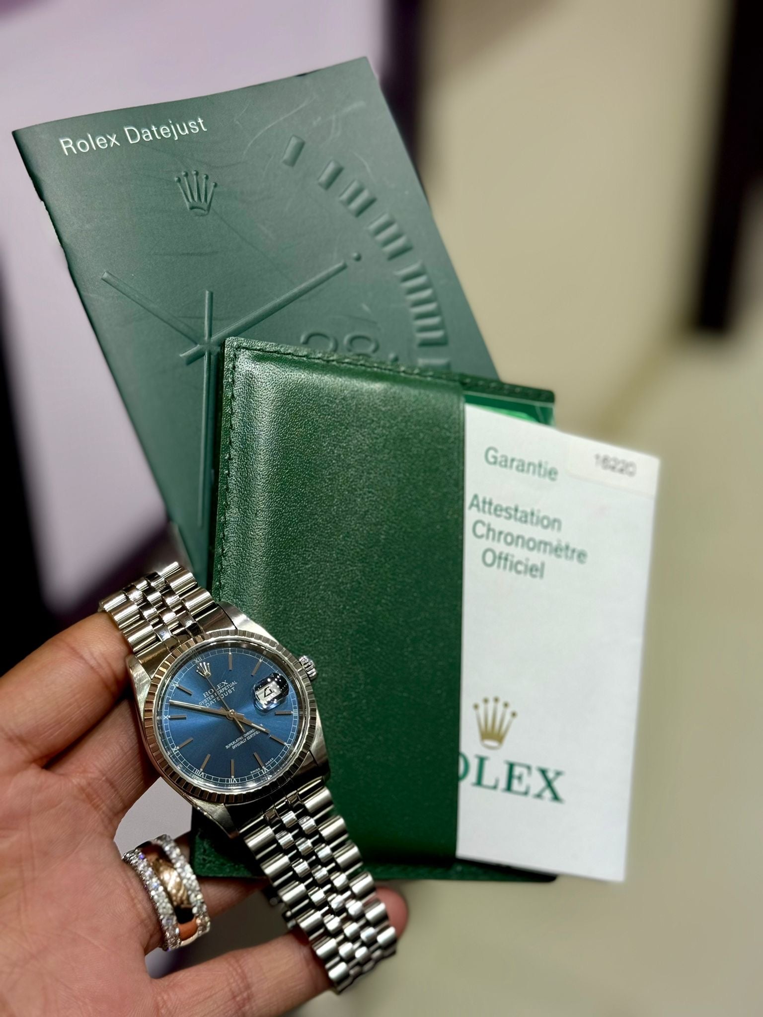 Mens Rolex Datejust Watch 16220 | 36mm | Blue Index Dial | Jubilee Ban ...