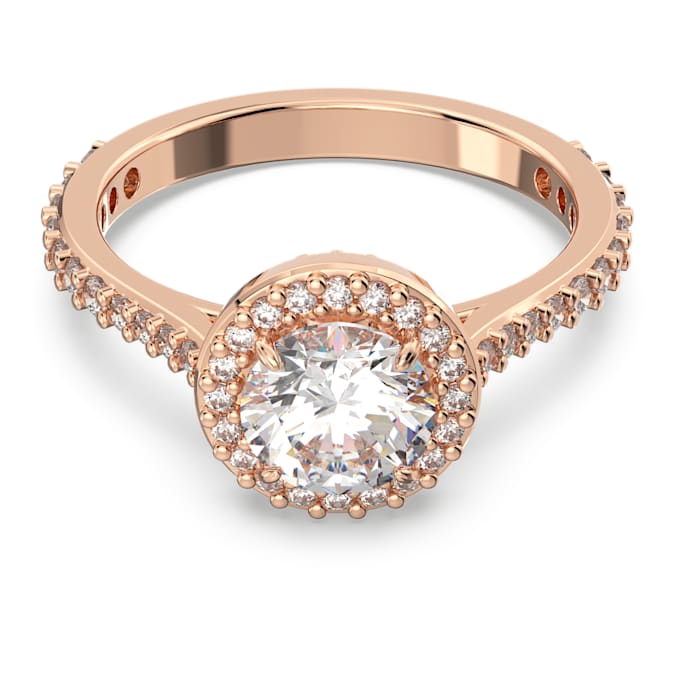 Constella cocktail ring Round cut, Pavé, White, Rose gold-tone plated ...