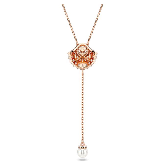 Idyllia Y pendant Crystal pearl, Shell, White, Rose gold-tone plated ...