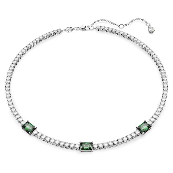 Matrix Tennis necklace Mixed cuts, Green, Rhodium plated – Monica Jewelers