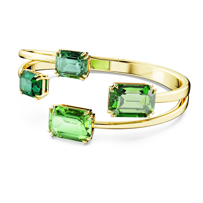 Millenia bangle Octagon cut, Green, Gold-tone plated – Monica Jewelers