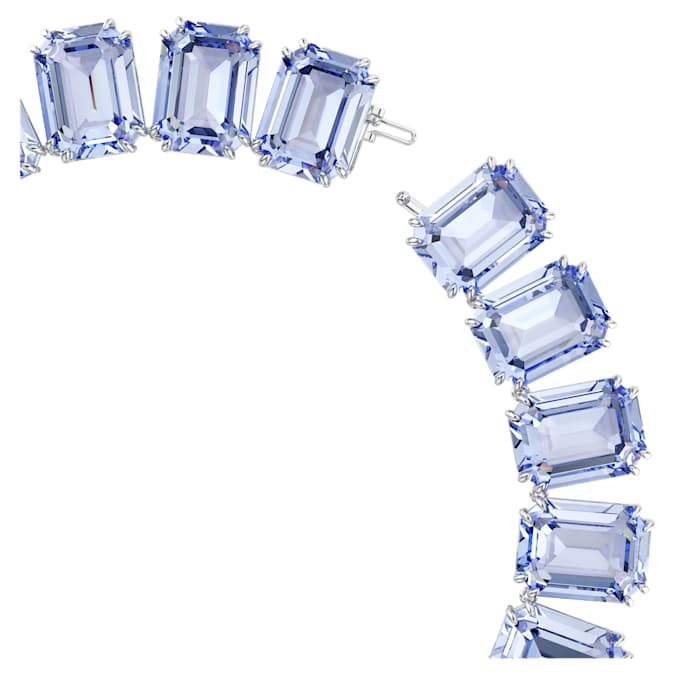 Millenia necklace Oversized crystals, Octagon cut, Blue, Rhodium plate ...