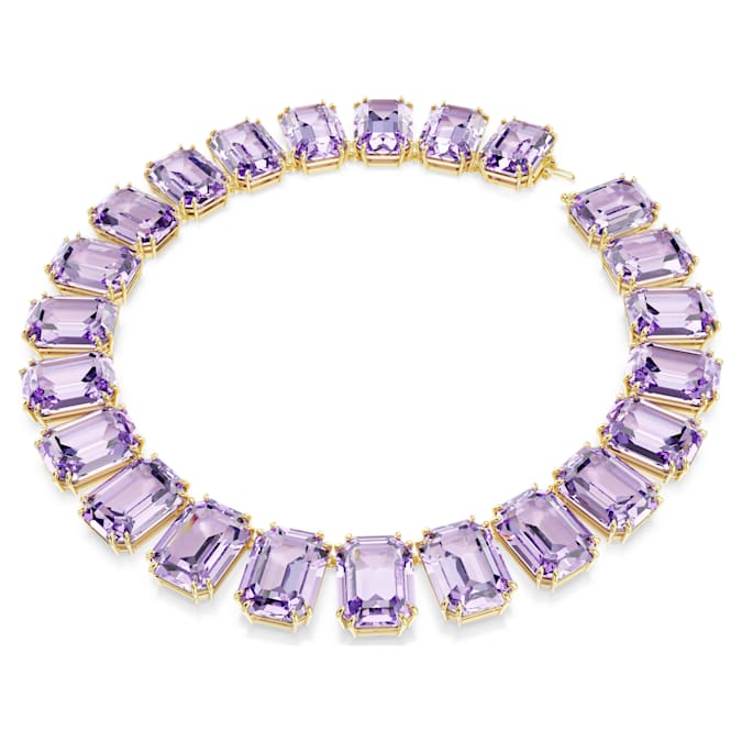 Millenia necklace Oversized crystals, Octagon cut, Purple, Gold-tone p ...