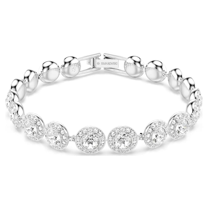 Una Tennis bracelet Round cut, White, Rhodium plated – Monica Jewelers