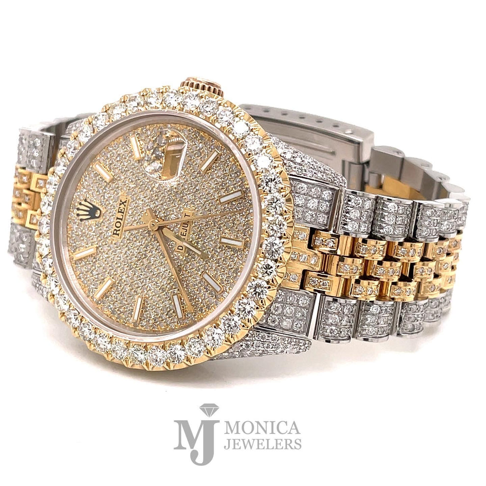36mm iced out Yellow Stainless steel Jubilee with Iced out Diamond dia ...